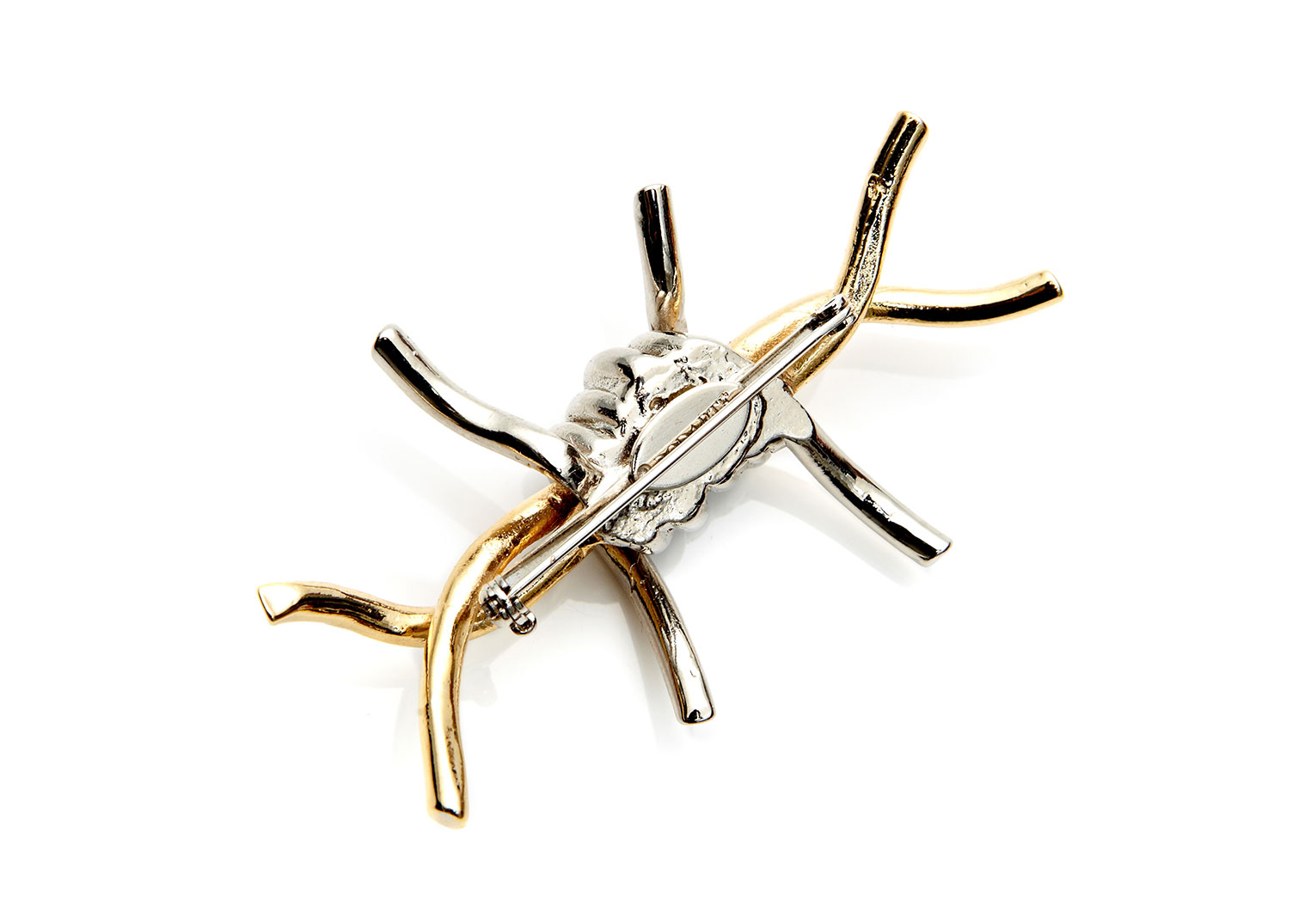 Rodarte Silver and Gold Barbed Wire Brooch | Latest Revival