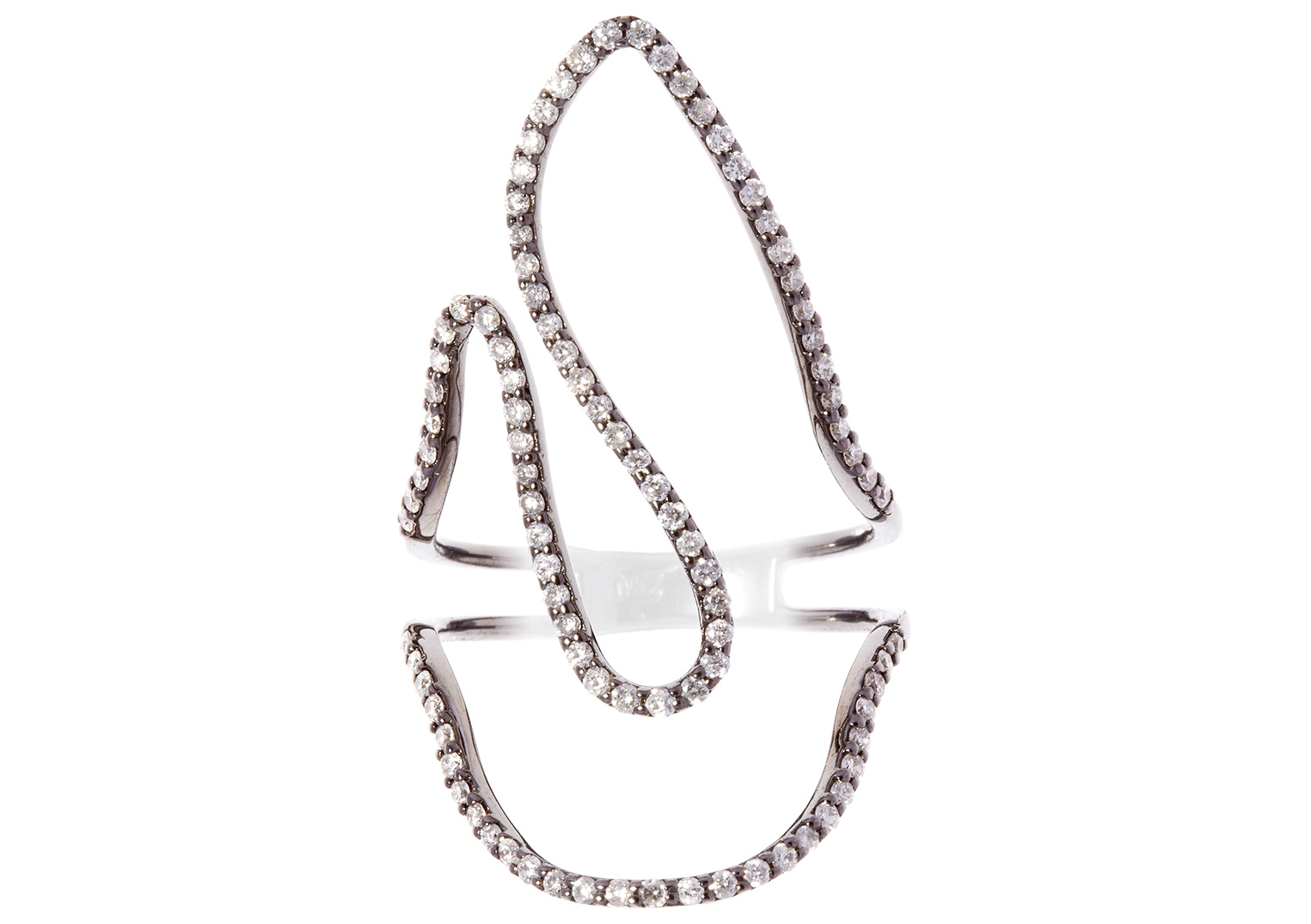 Diane Kordas 18K Gold and Diamond Open Loop Ring | Latest Revival