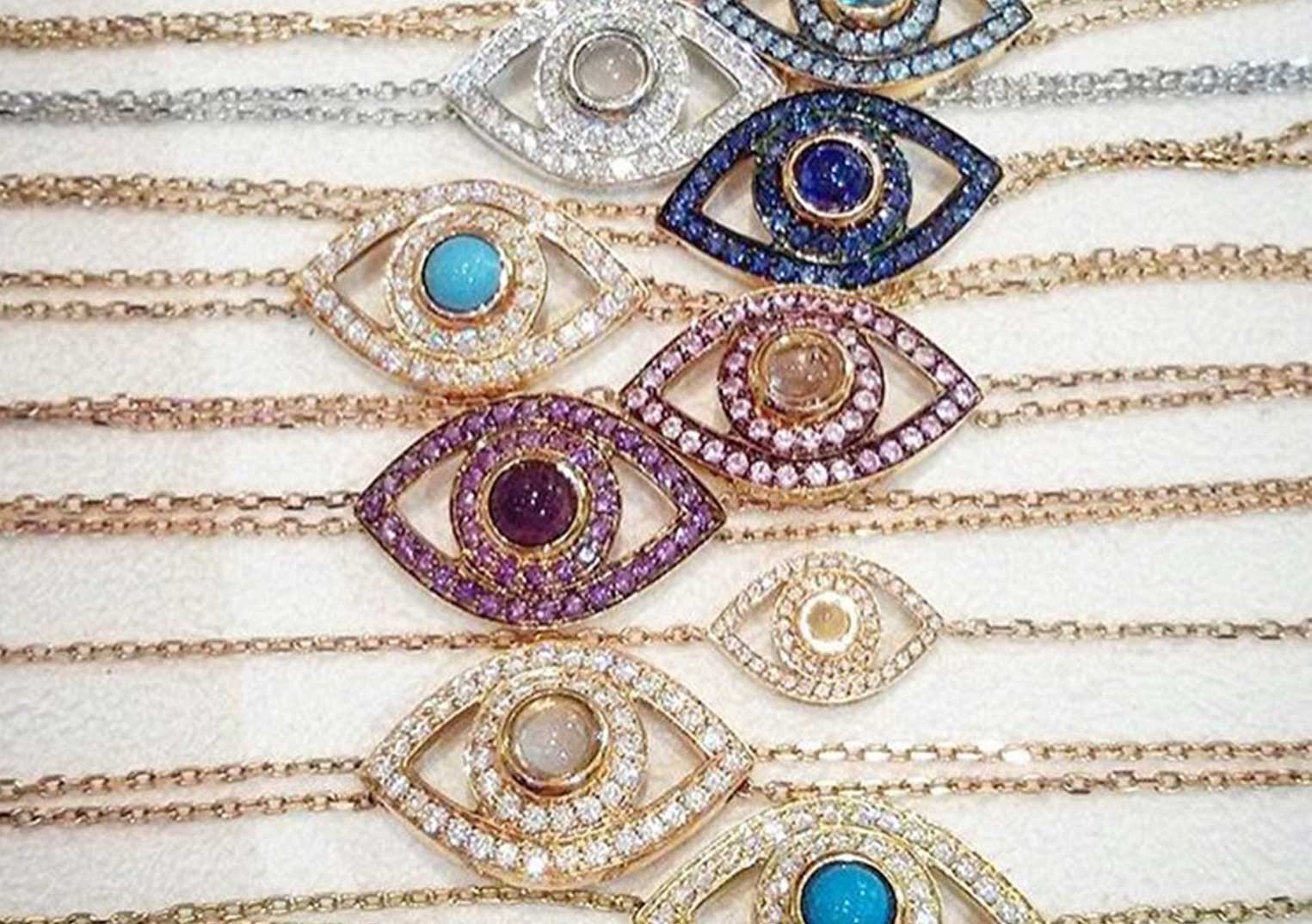 Netali Nissim 18K Rose Gold Protected Big Eye Bracelet with Turquoise ...